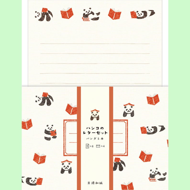 Panda Letter Writing Set | Mino Washi Paper by Furukawa Shiko | Plus ...