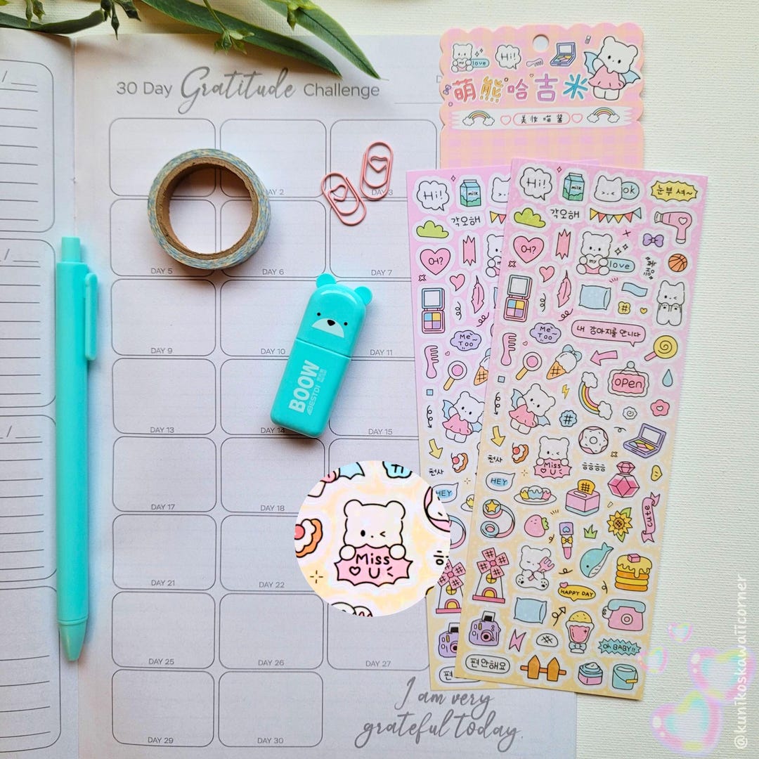 Kawaii Korean Deco Stickers PINK EDITION! 2 Sheets Cute Korean Stickers ...