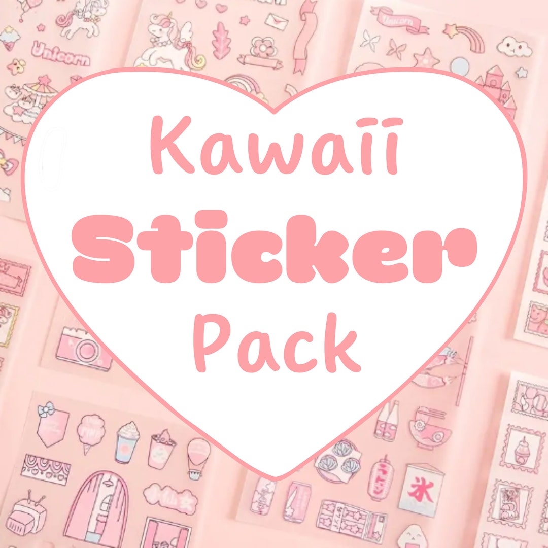 Kawaii PINK SHIMMER STICKER Packs! 4 Different Designs to Choose From ...