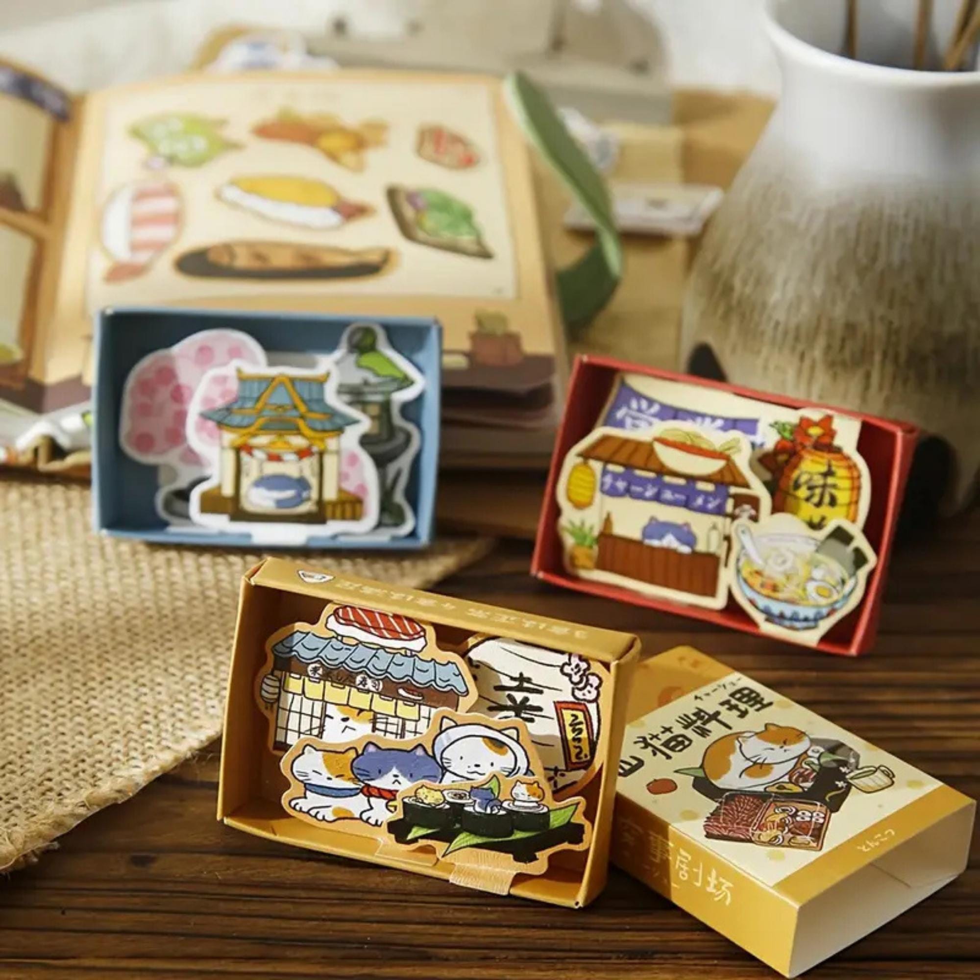 Japanese Matchbox Stickers! 50 Cute Stickers in Each Box, 4 Themes to ...