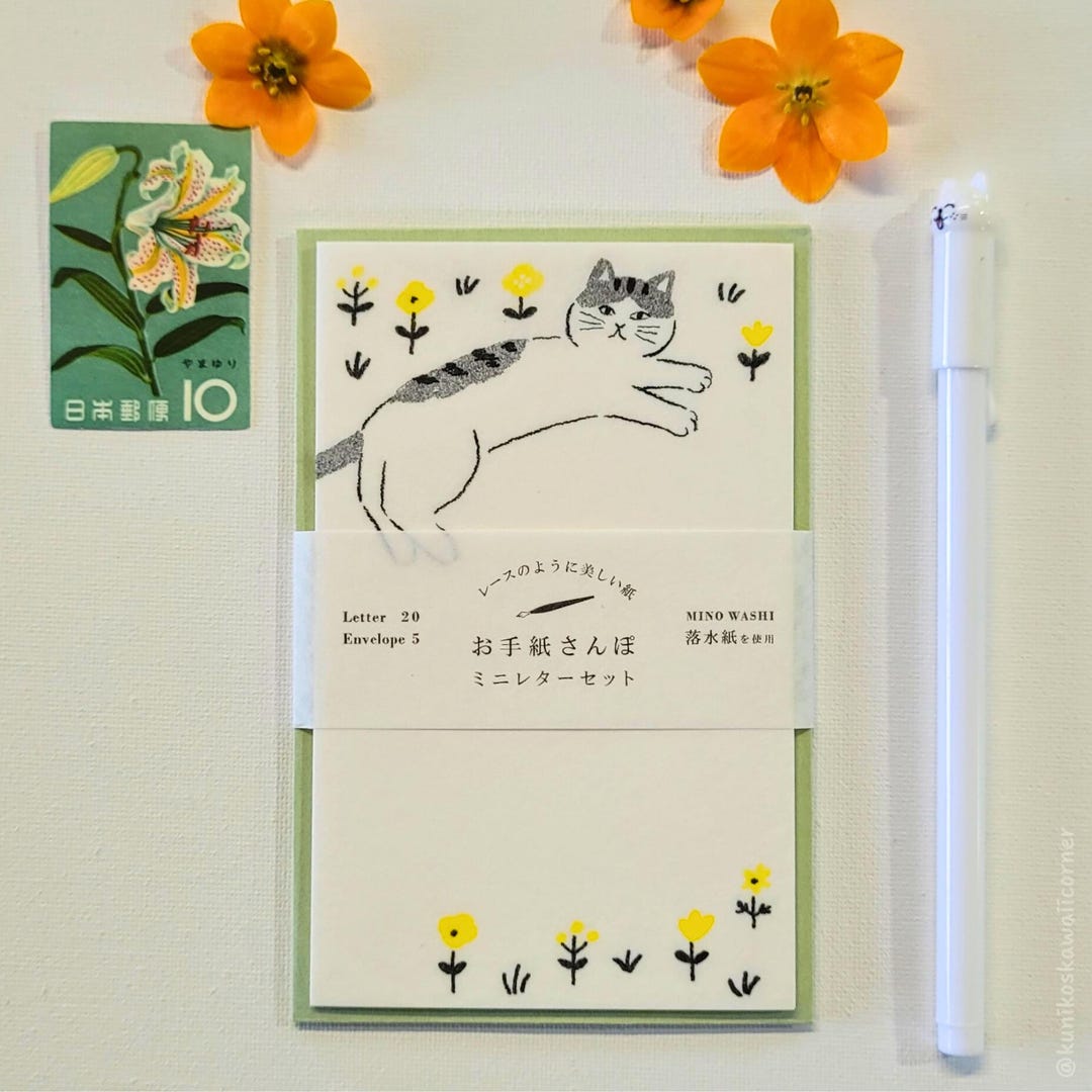 Gray Tabby Cat MINI Letter Writing Set - Letter Walk Series - Premium ...