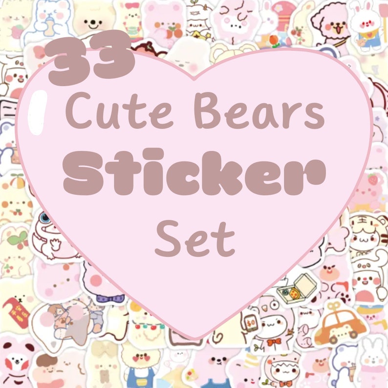 Kawaii cute Bears STICKER SET Super Cute Die Cut - Etsy