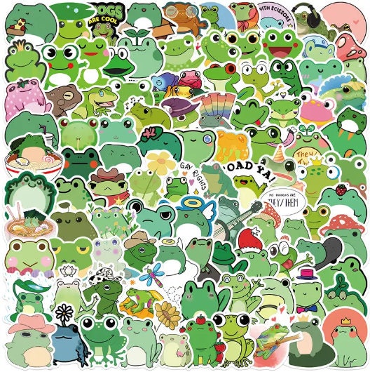 50 Kawaii Frogs STICKER FUN PACK Cute Vinyl Die Cut Stickers - Etsy