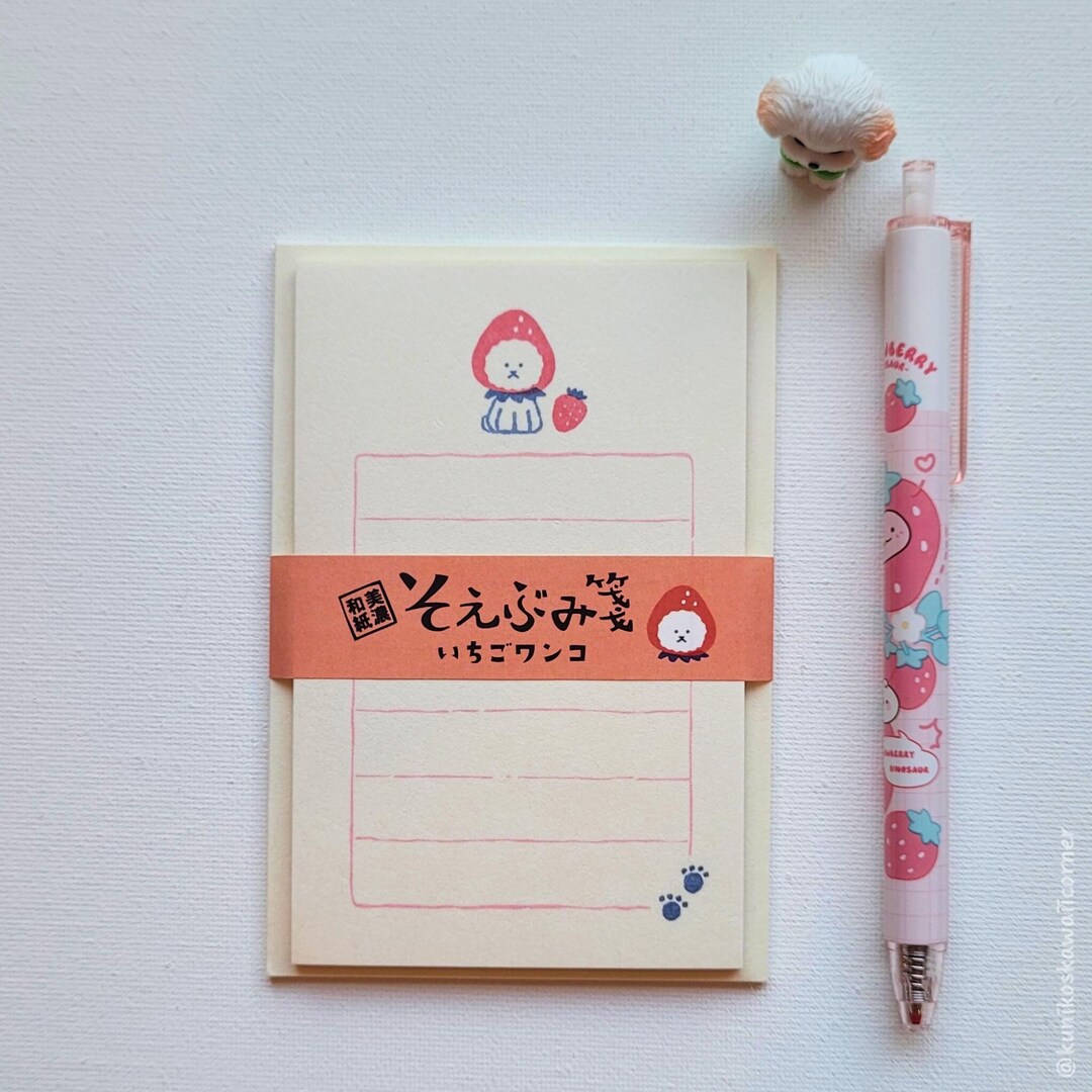 Strawberry Dog MINI Letter Writing Set, 30 Sheet Memo Pad With ...
