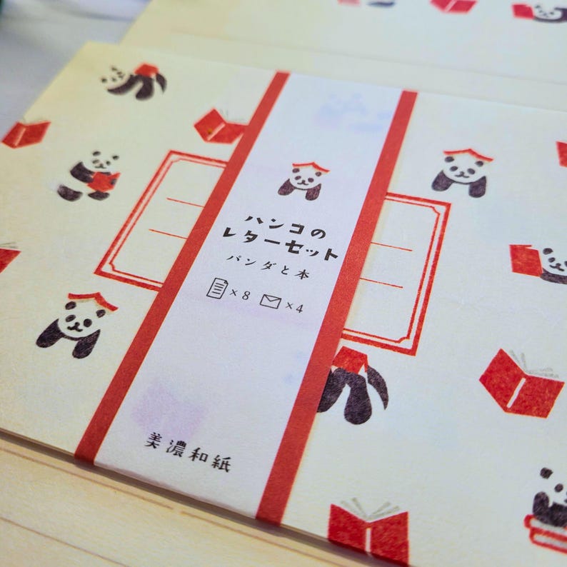 Panda Letter Writing Set | Mino Washi Paper by Furukawa Shiko | Plus ...