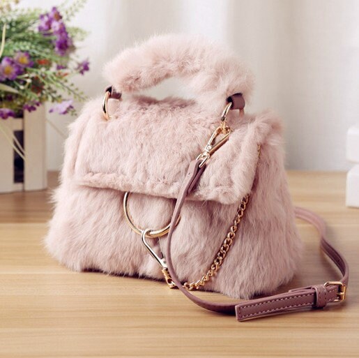 Rabbit Hair Bag, Crossbody Bag Cute Fluffy Handbag, Girly Gift, Faux ...