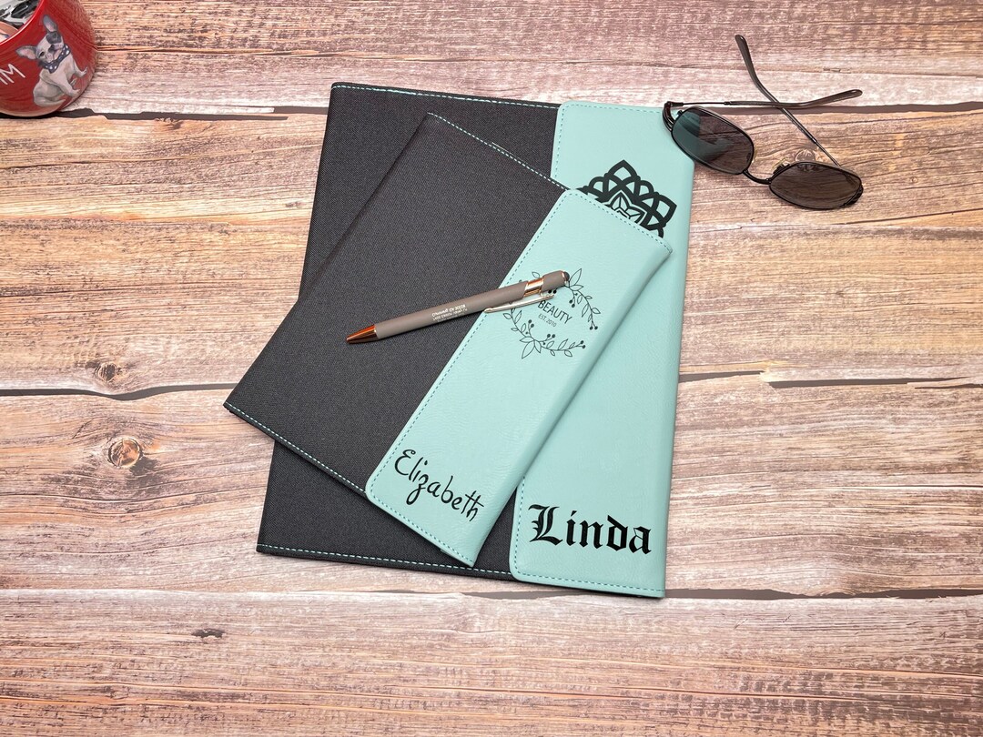 Personalized Monogram Leather Portfolio, Custom Name Portfolio ...