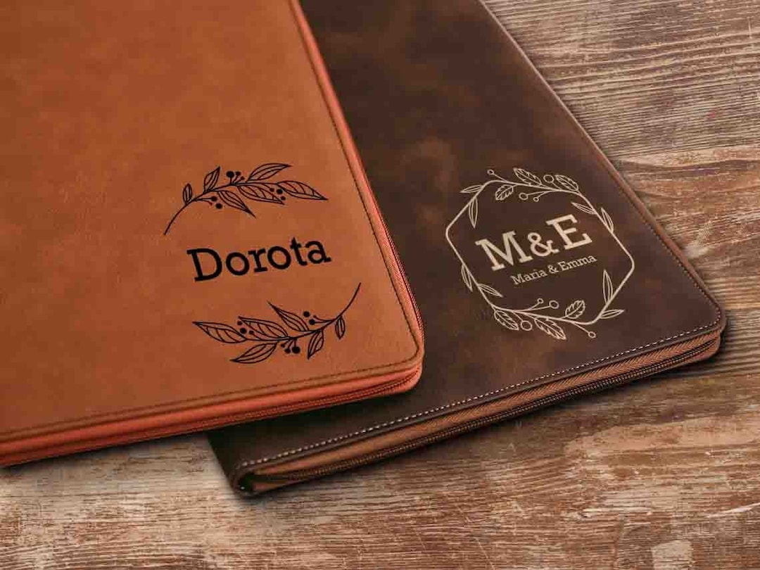 Personalized Leather Portfolio With Zipper, Custom Portfolio With ...