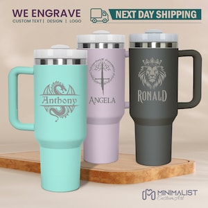 Personalized 40oz Tumbler With Handle, Laser Engraved Tumbler, Custom Name Engraved Cup ...