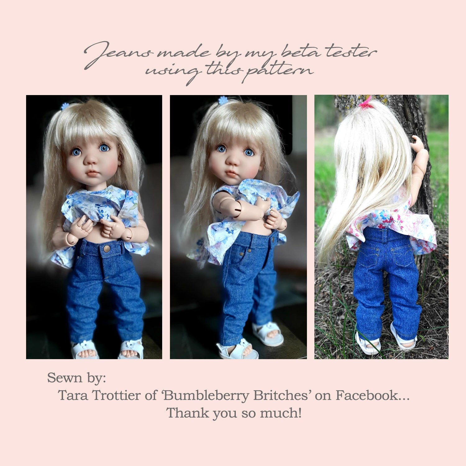 Doll Jeans Pattern Designed Specifically to Fit Meadowdolls Moppets ...
