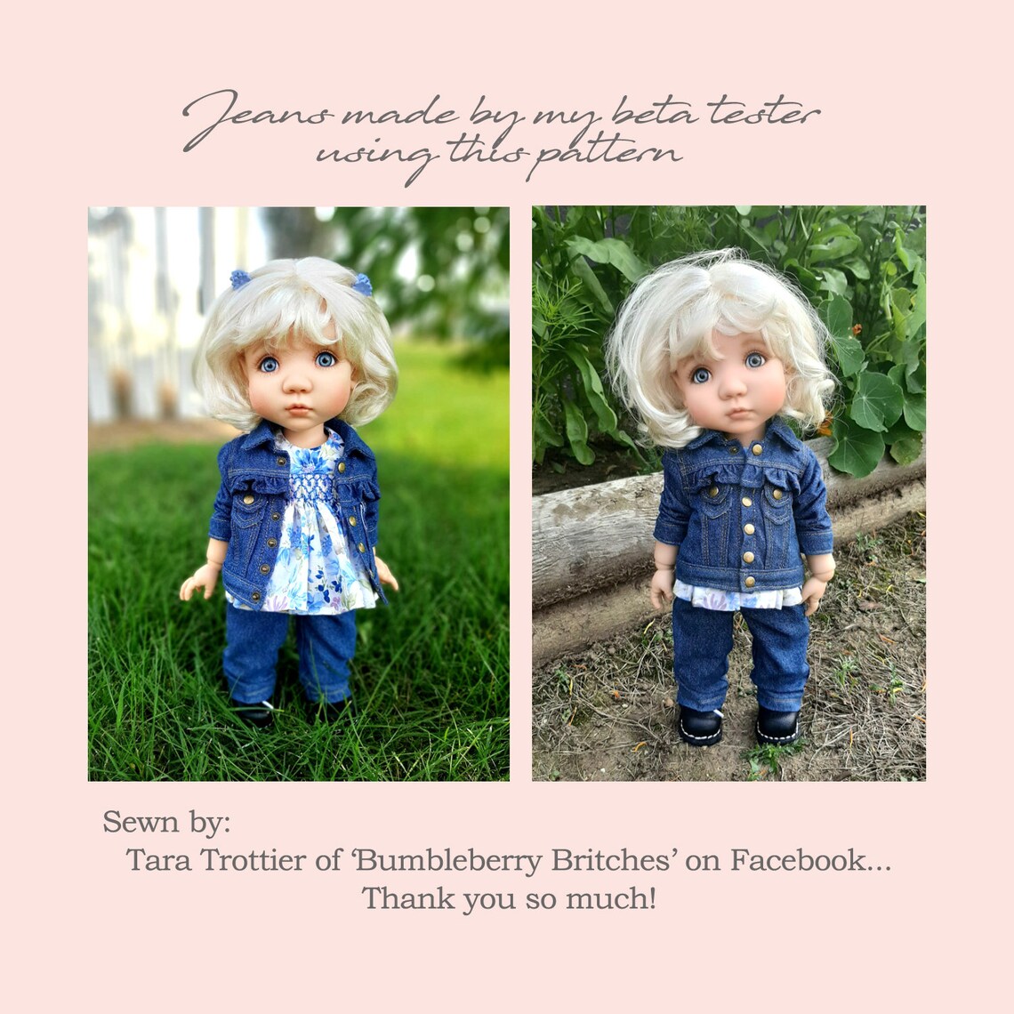 Doll Jean Jacket Pattern Designed Specifically to Fit Meadowdolls ...