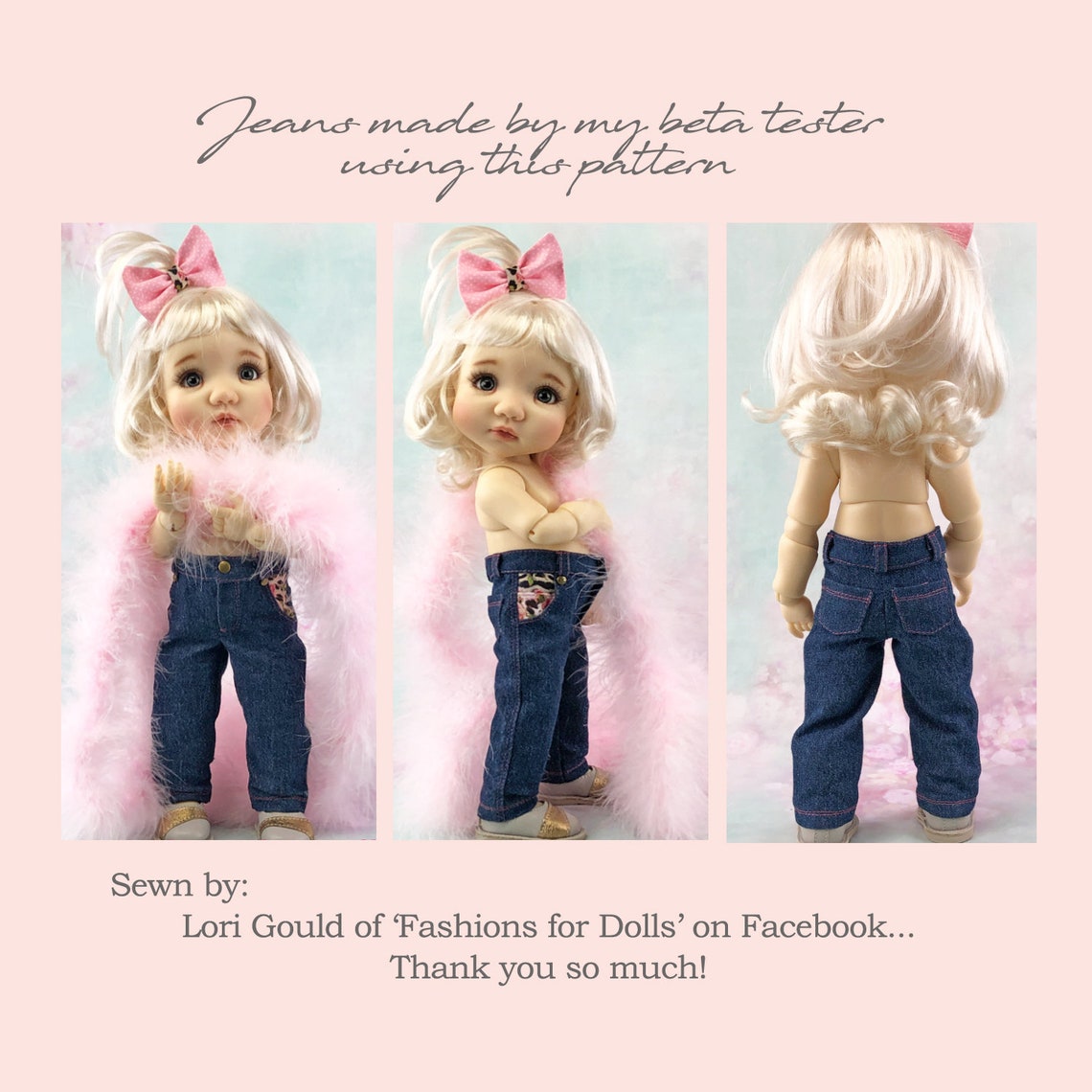 Doll Jeans Pattern Designed Specifically to Fit Meadowdolls Moppets ...