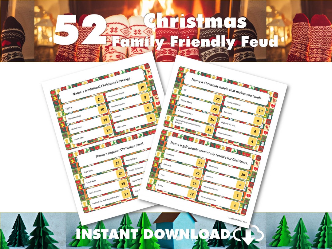 Christmas Friendly Feud Printable Family Game Group Activity - Etsy