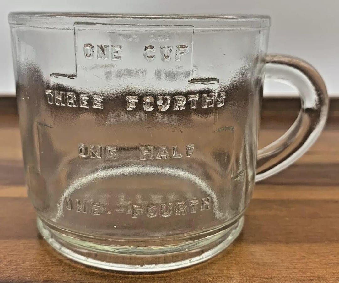 Rare Vintage 1920's 30s Sellers Clear Glass One Cup Measuring Cup With ...
