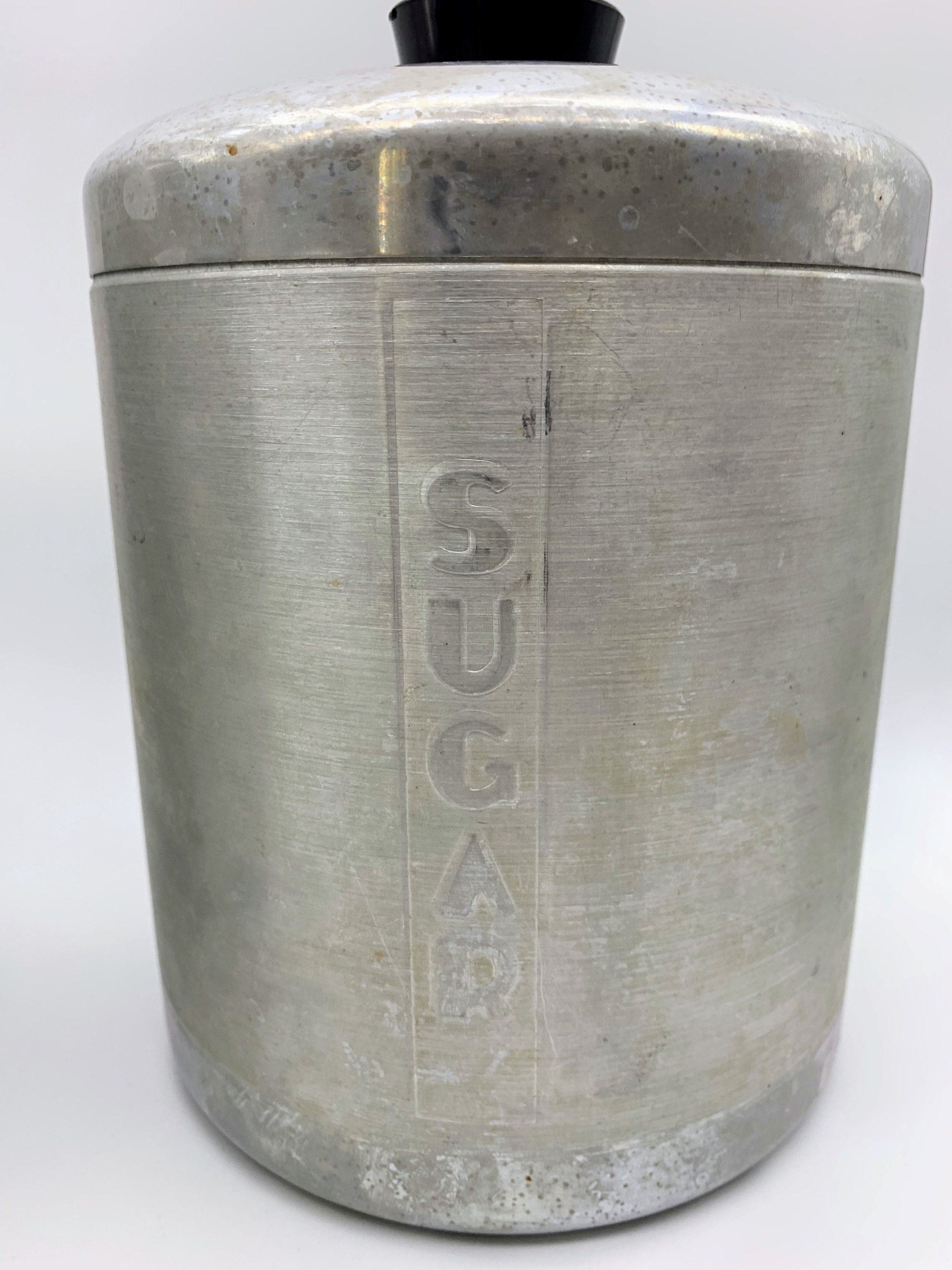 Vintage Brushed Aluminum Canisters Coffee Sugar Flour Deco Retro 1940s ...