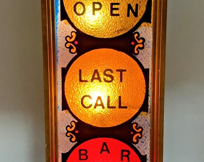 Vintage 1970s Lighted Sign Portable Lamp Bar is Open Last Call Bar is ...
