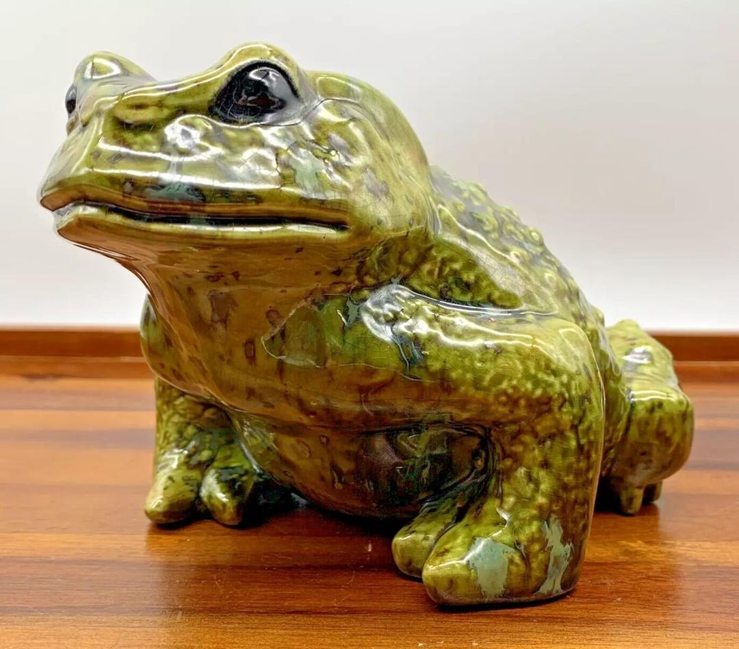 Vintage 7" 1980s Arnel Ceramic Sitting Frog Toad Bullfrog Figurine ...