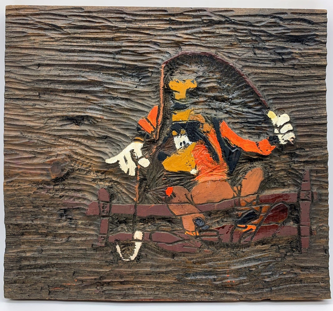 Vintage MCM GOOFY FISHING Wall Hanging Art Wood Handcrafted - Etsy