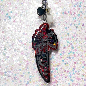 Horror Knife Keychain, Pumpkin Knife Charm, Cute Horror Keychain ...