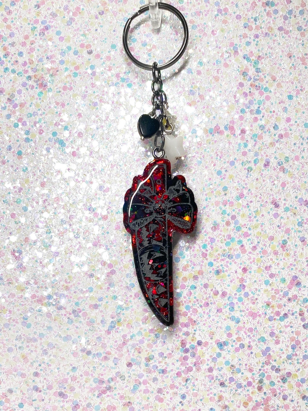 Horror Knife Keychain, Pumpkin Knife Charm, Cute Horror Keychain ...