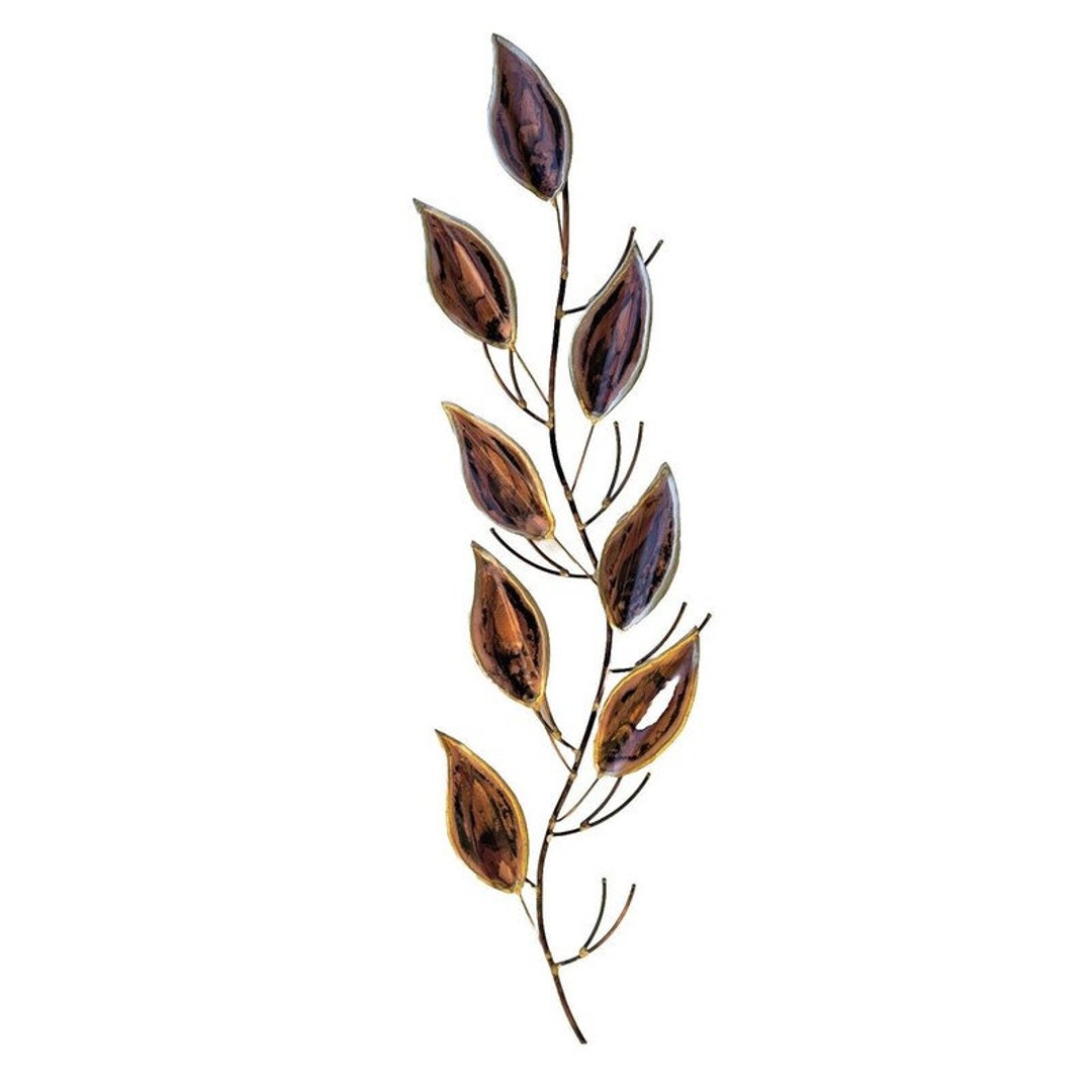 Copper and Brass Eight Leaves on a Branch Metal Art Decor Wall ...