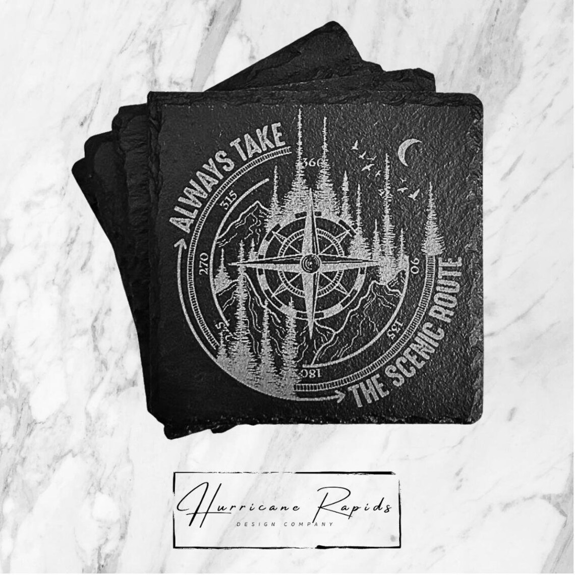 Always Take the Scenic Route Slate Drink Coasters - Etsy