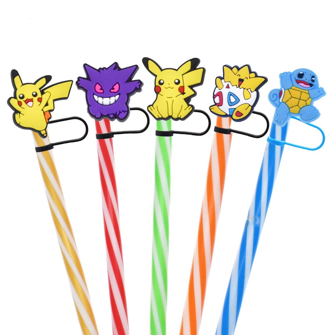 6PCS Anime Pokemon Theme , Medical Straw Covers , Topper , Tips Bpa ...