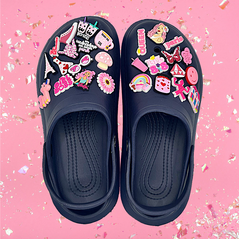 60 PCS Set Cute Pink Preppy Shoe Croc Charms for Girls Women, Aesthetic ...