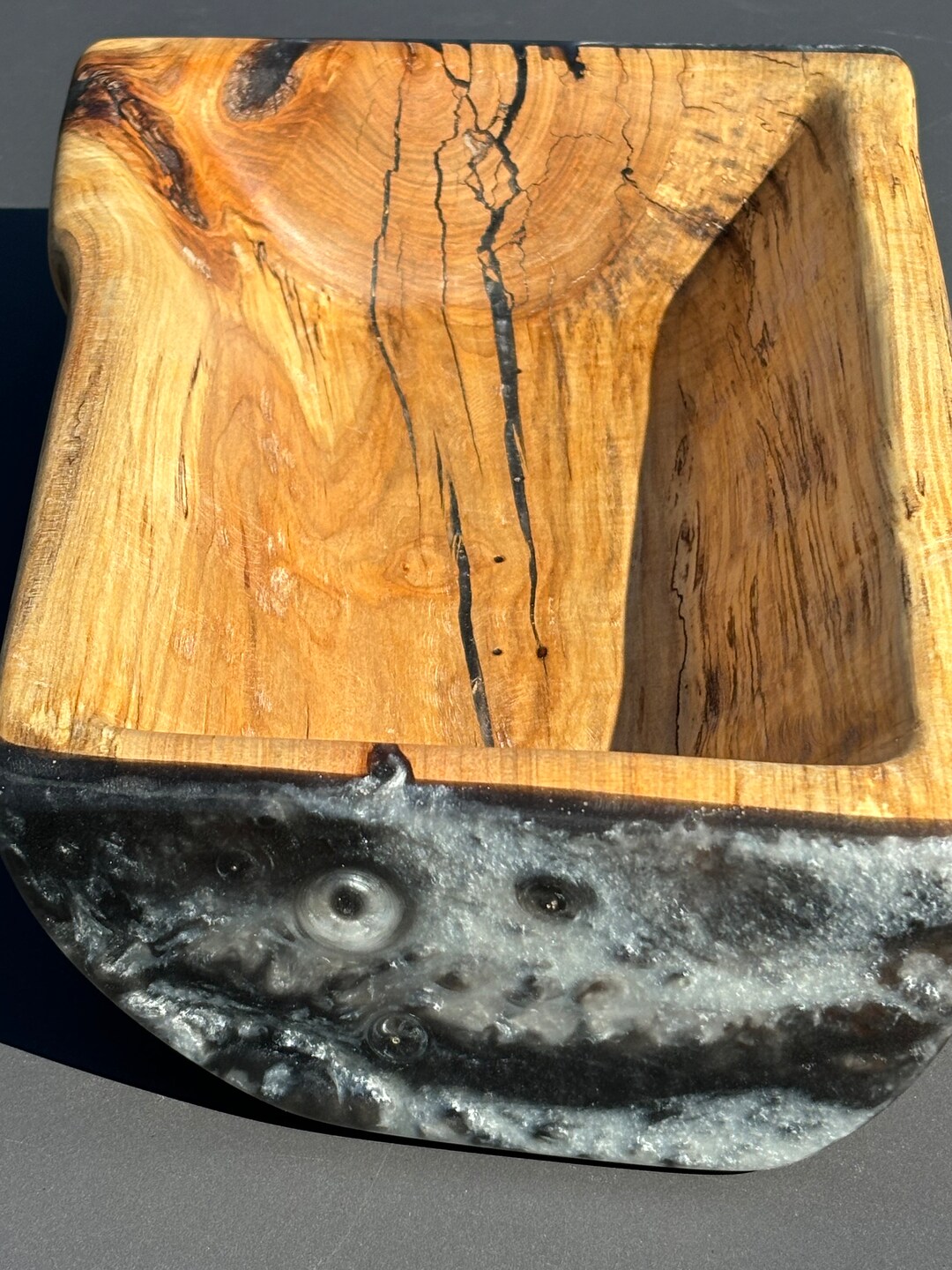 Epoxy Resin Log Bowl - Maple Wood/black, White and Grey - Home Decor - Etsy