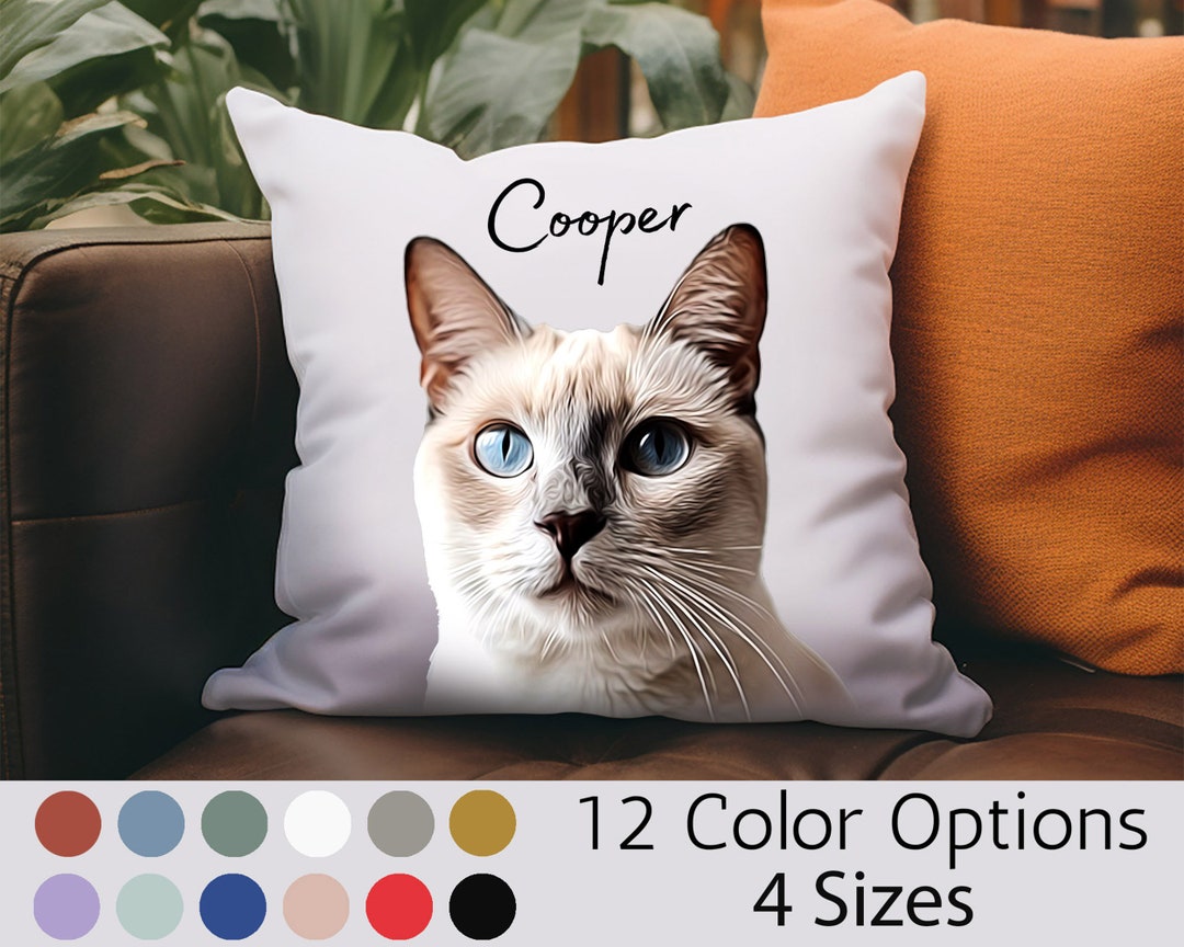 Custom Cat Pillow With Pet Photo & Name Customized Cat, Dog Pillow ...