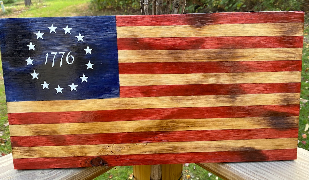 Small 1776 Wood Grain American Flag. - Etsy