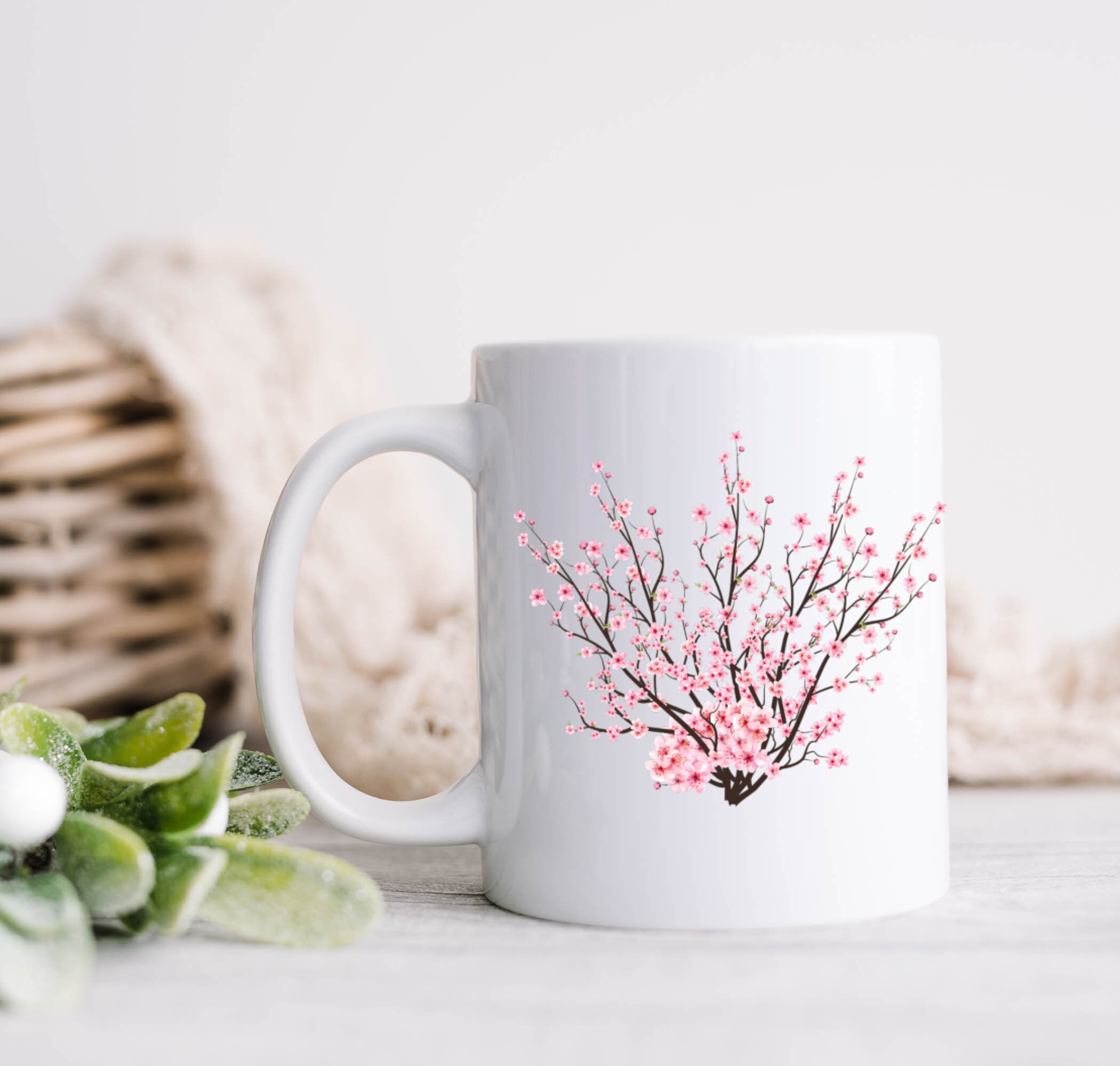 Cherry Blossoms Mug, 11 Oz Mug, Spring Sakura Blossoms, Cherry Blossom ...