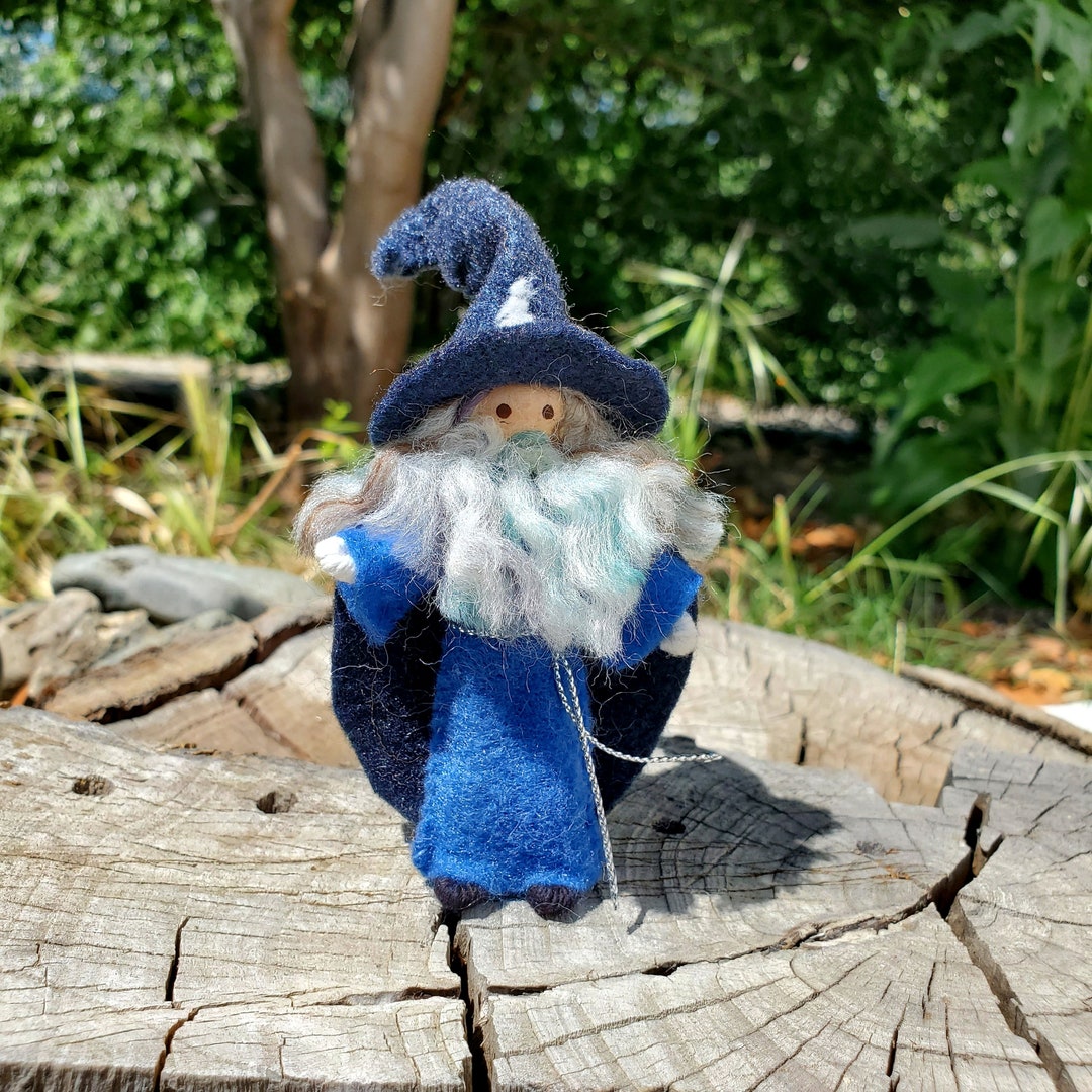Blue Wizard Doll Handmade Magician Figure - Etsy