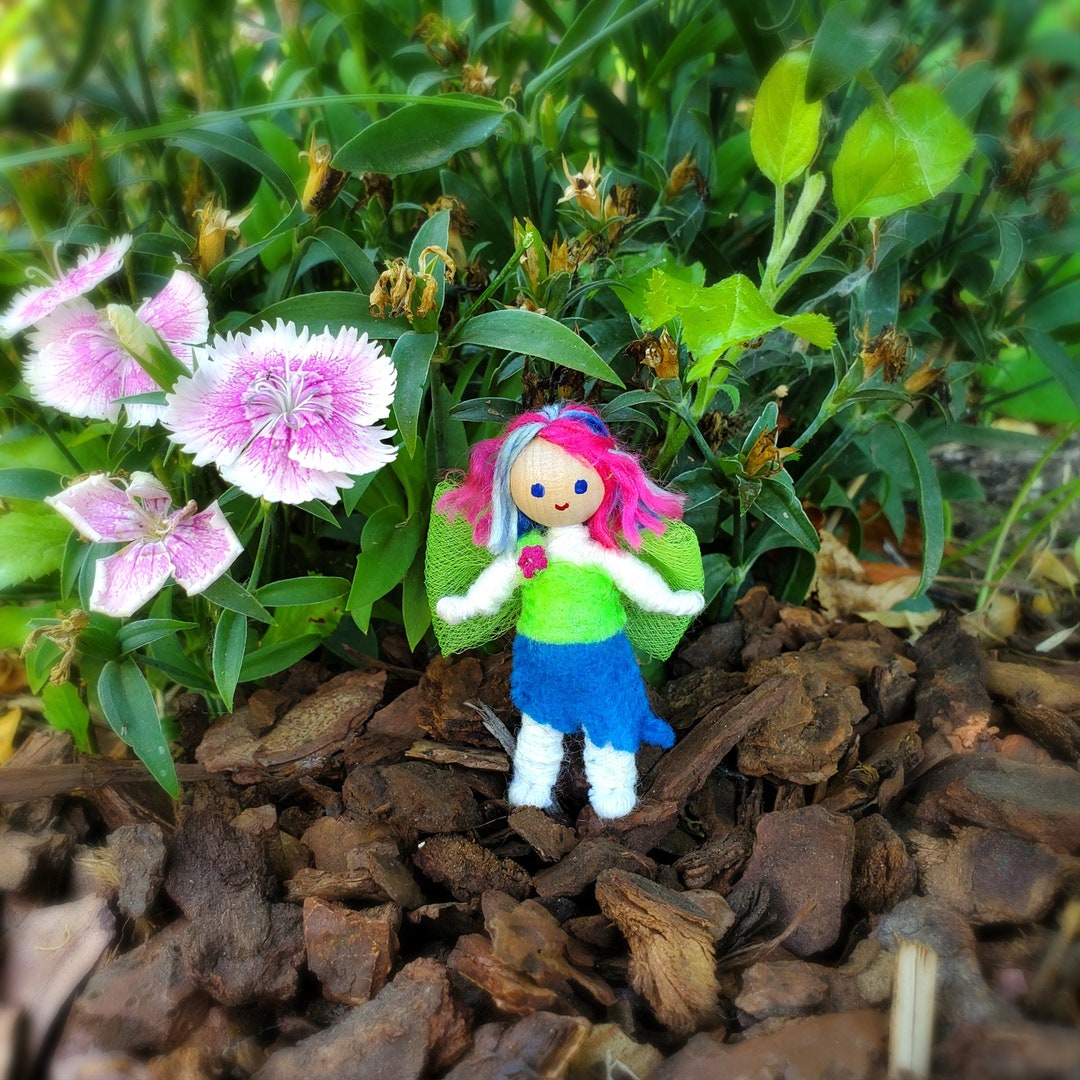 Green and Blue Fairy Doll Toy With Rainbow Hair | Bendy Doll | Pocket ...