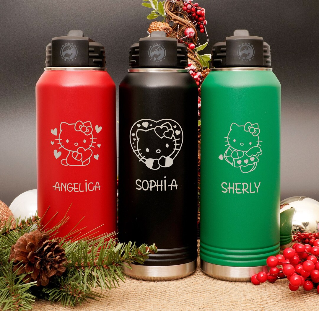 Hello Kittys Personalized Lazer Engraved Water Bottle,cute Kitty ...