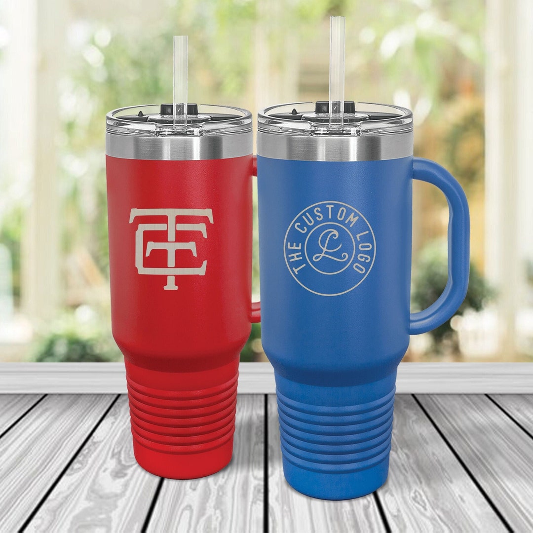 Custom Logo 40 Oz Travel Mug With Handle, Personalized Name Travel Mug ...