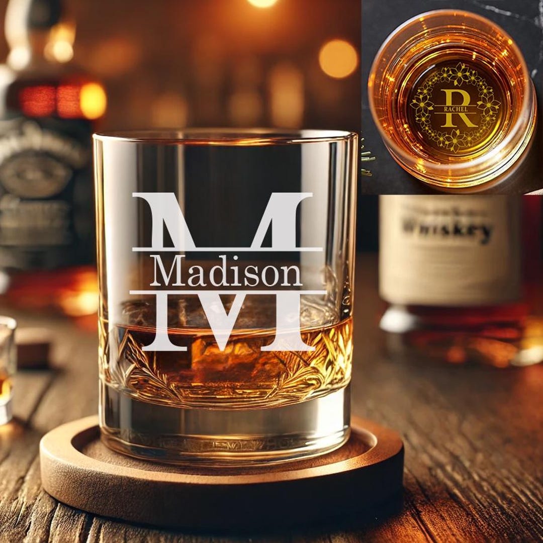 Custom Monogram Whiskey Glass, Personalized 11oz Whiskey Tumbler ...