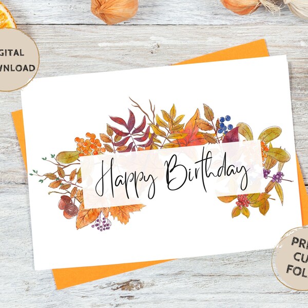 Autumn Birthday Card - Etsy