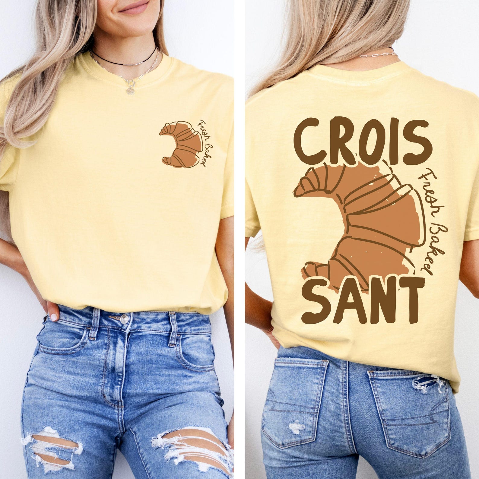 Croissant Shirt Fresh Baked Trendy Breakfast Club Brunch Shirt French ...