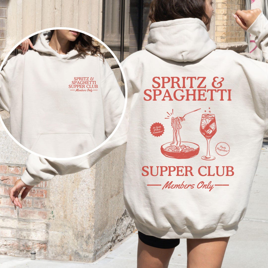 Spritz & Spaghetti Supper Club Retro Diner Hoodie Pasta Shirt Spritz ...