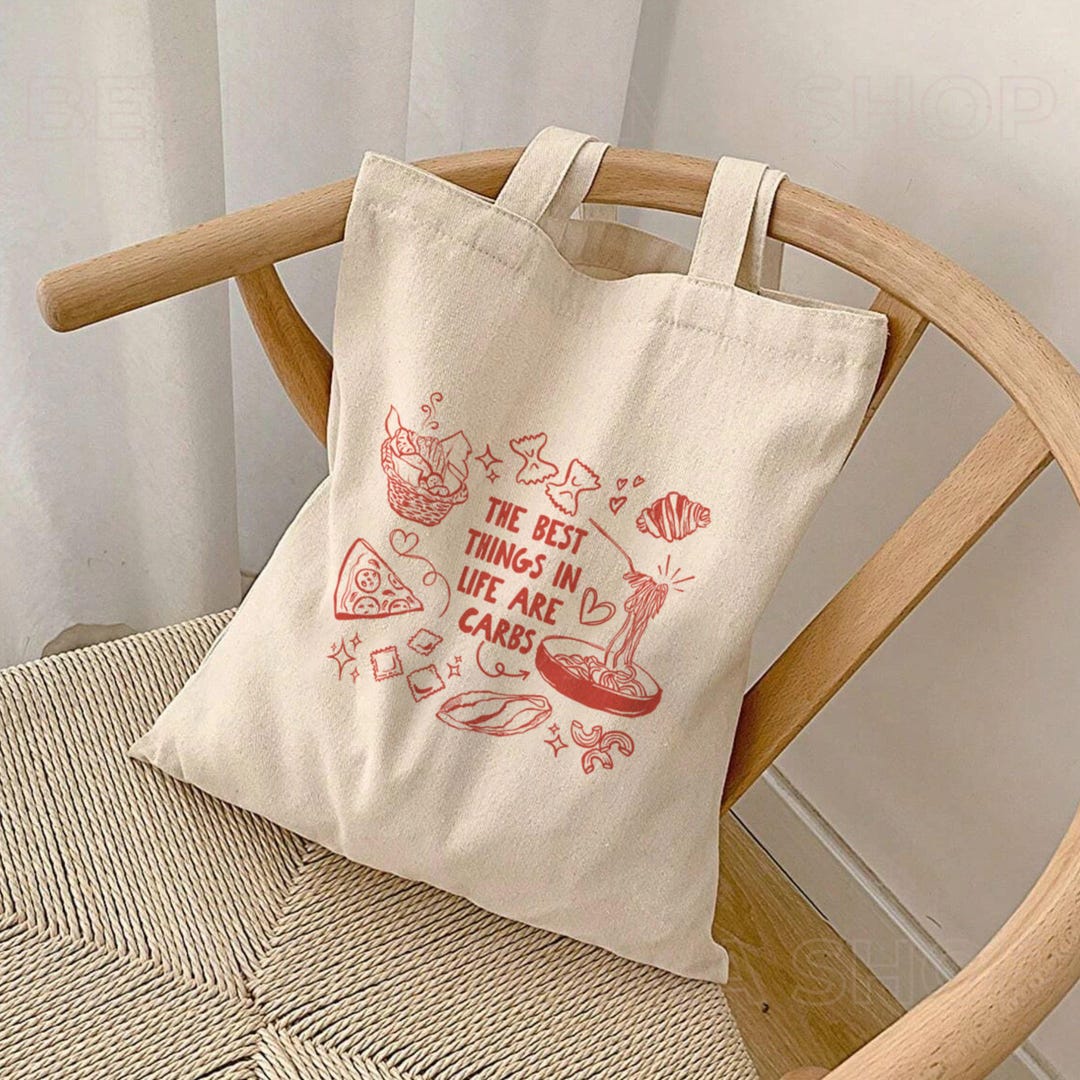 Carb Lover Pasta Croissant Pizza Canvas Tote Bag Italy Bag Tomato Girl ...