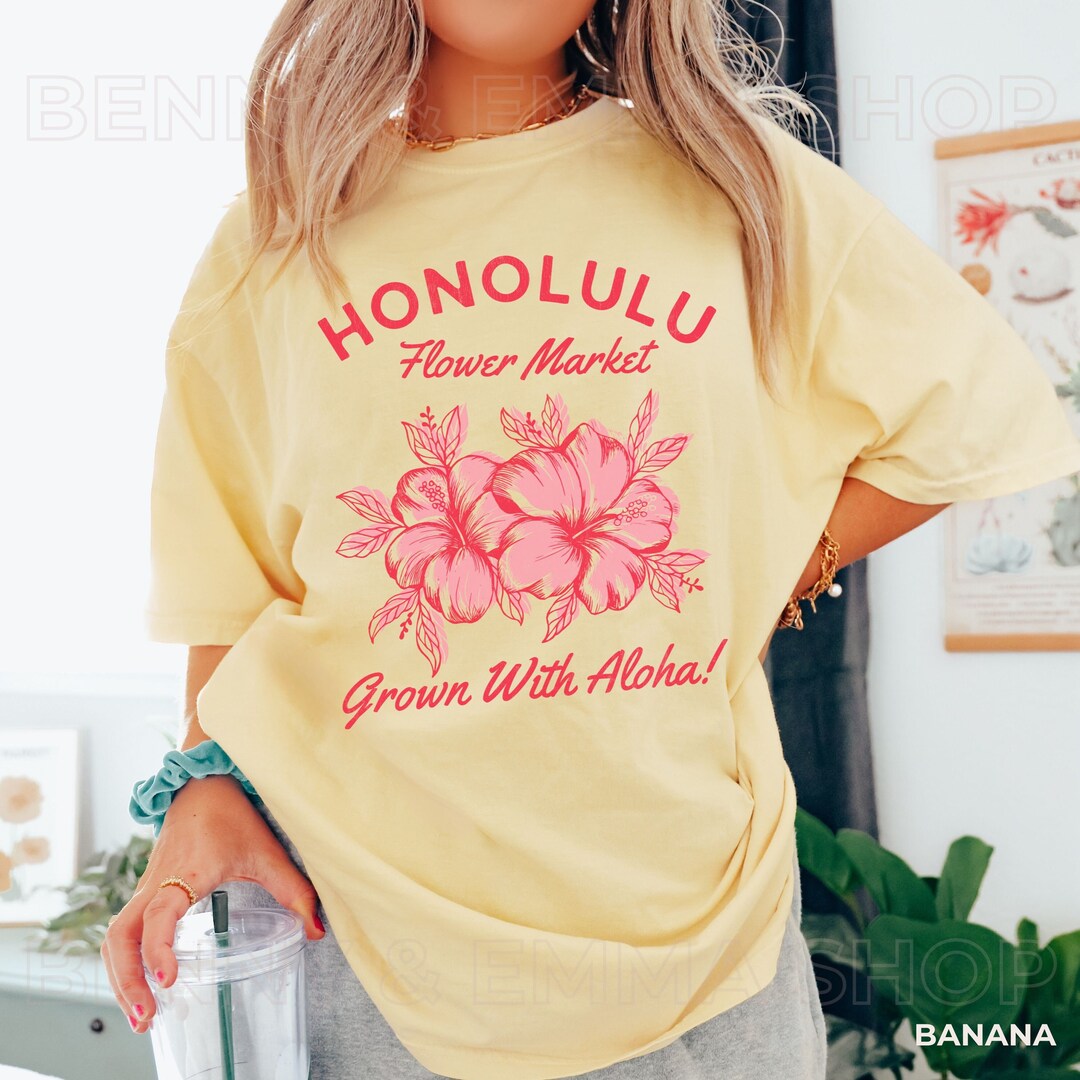 Hibiscus Shirt Honolulu Flower Market Shirt Hawaii Crewneck Coconut ...