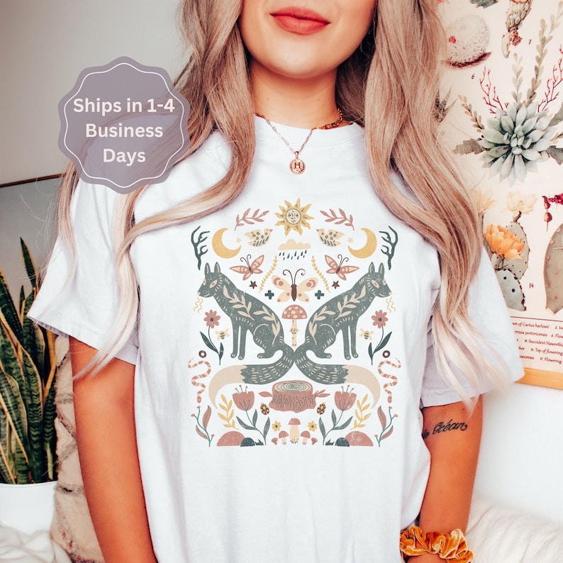 Swedish Folk Art Fox Shirt Danish Pastel Forestcore Cottagecore Clothes ...