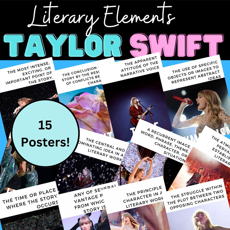 Taylor Swift - Story Elements ELA Posters - Back to School Upgrade ...