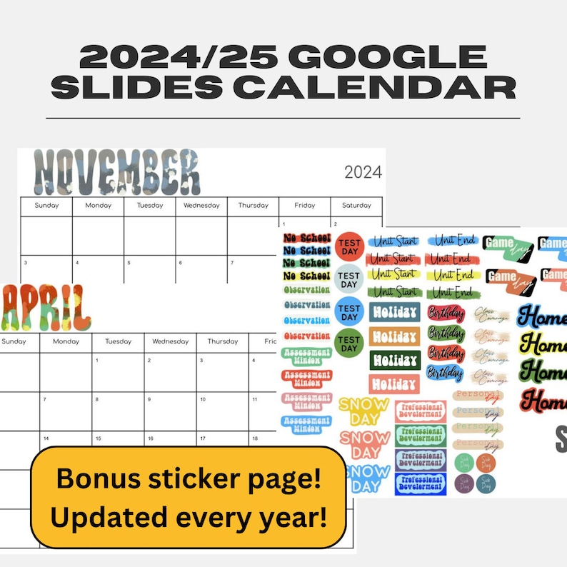 2024-25 Editable Google Slides Calendar Back to School With Bonus ...