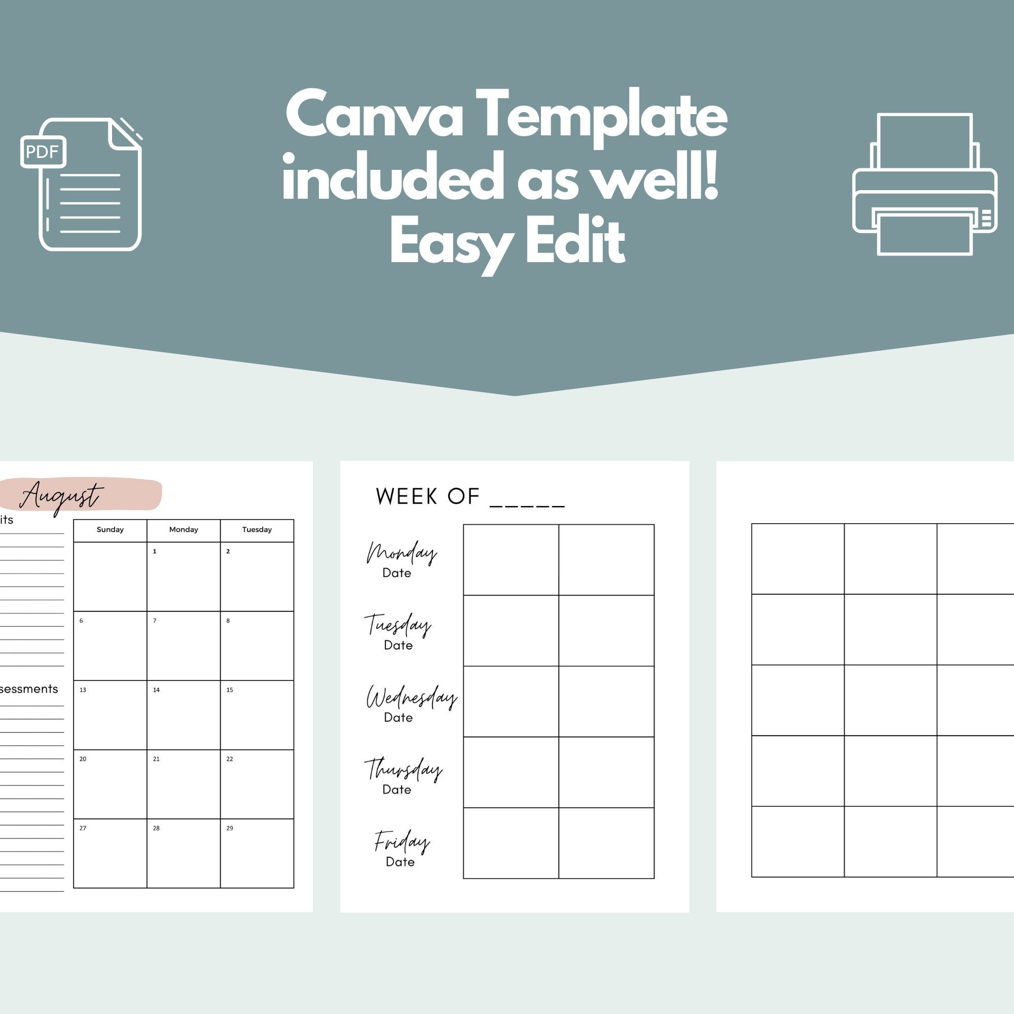 Printable Educator Planner 2023-24 - Simple, Clean, Large Print - PDF ...