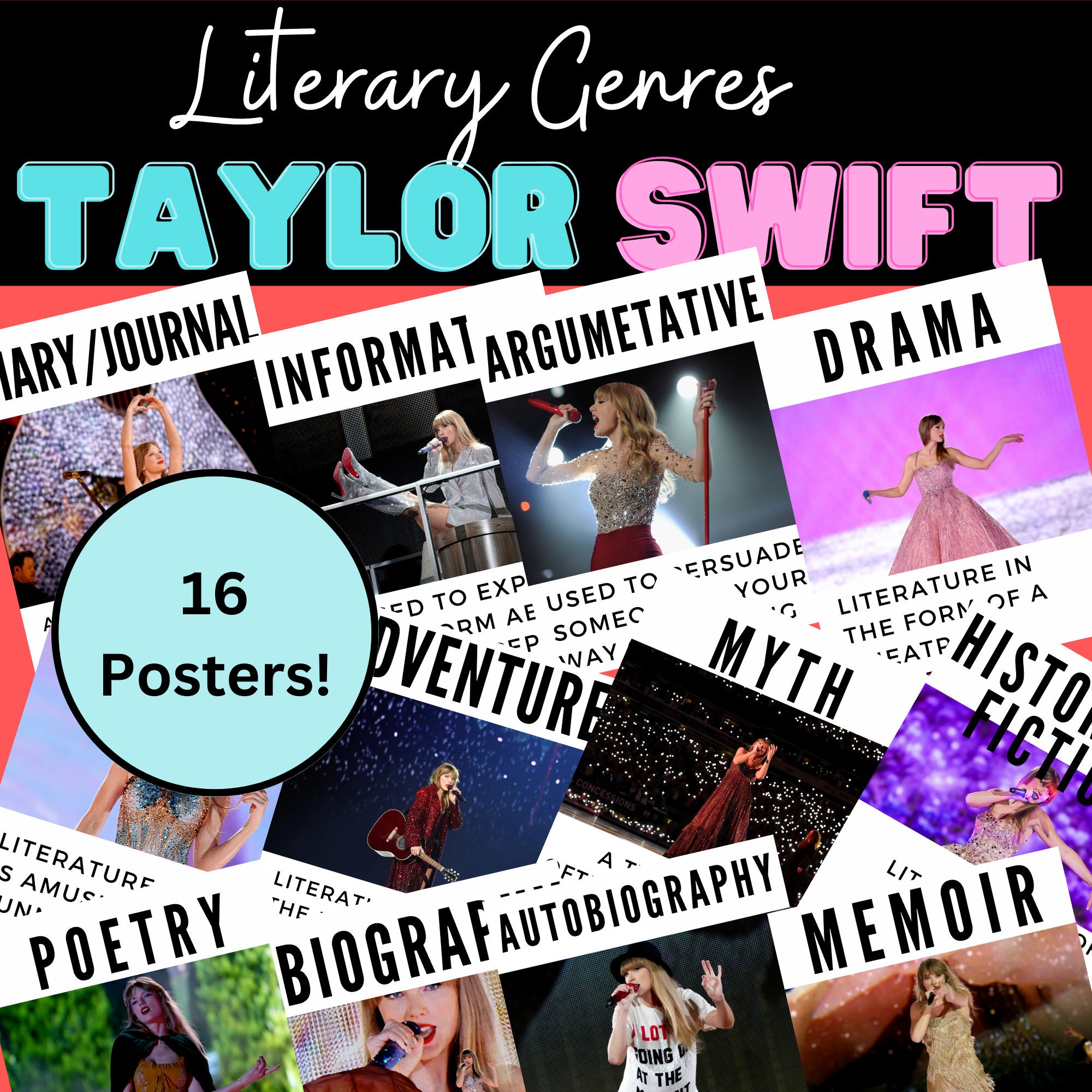Taylor Swift Literary Genres Posters ELA Posters Back to - Etsy