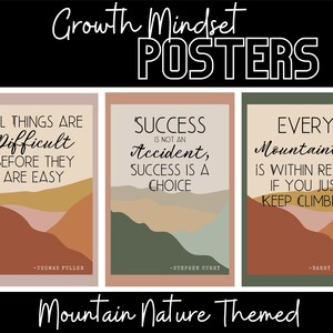 Growth Mindset Posters Seven Nature/mountain Themed Posters Boho ...
