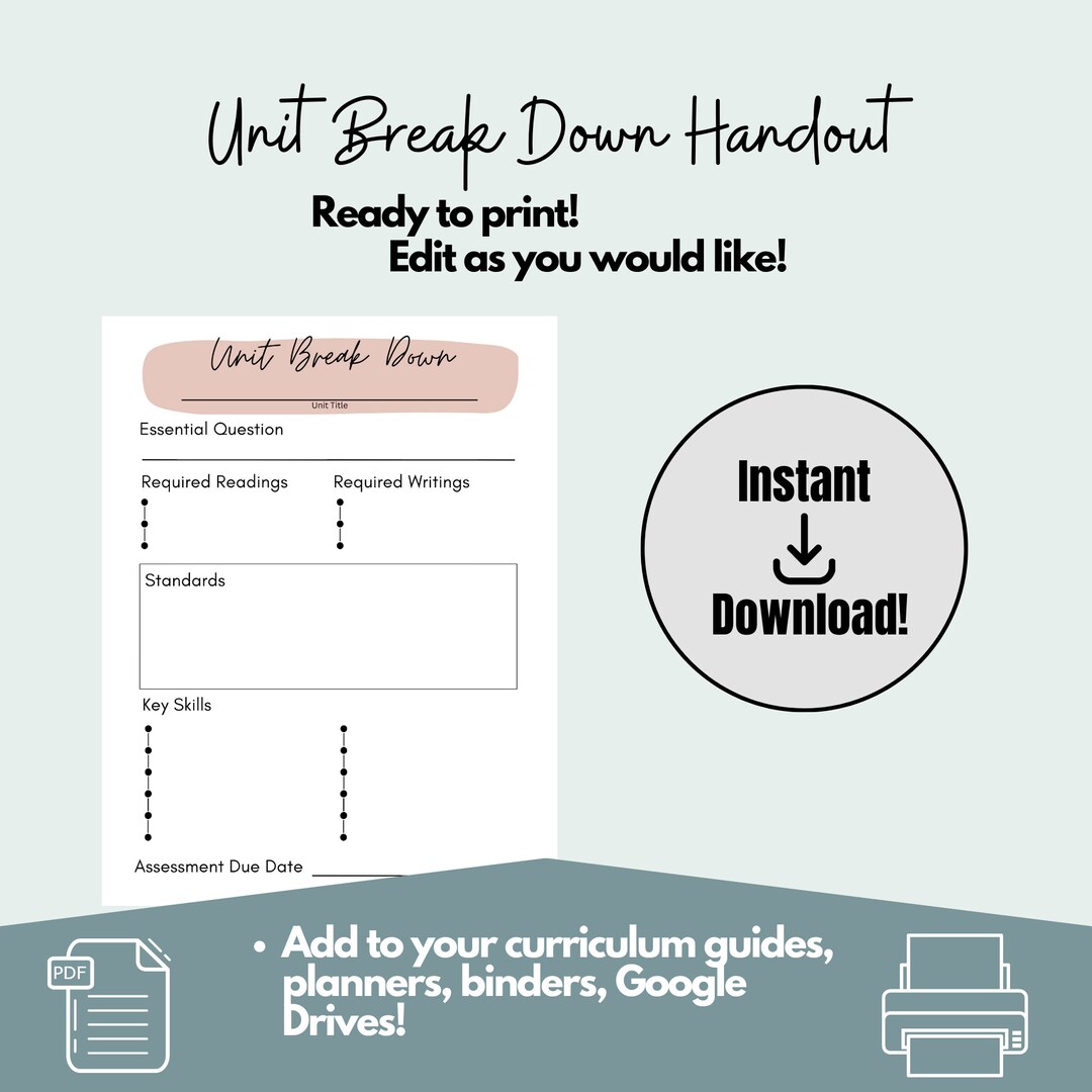 Teacher Unit Breakdown - Backward Planning - Essential Question and ...