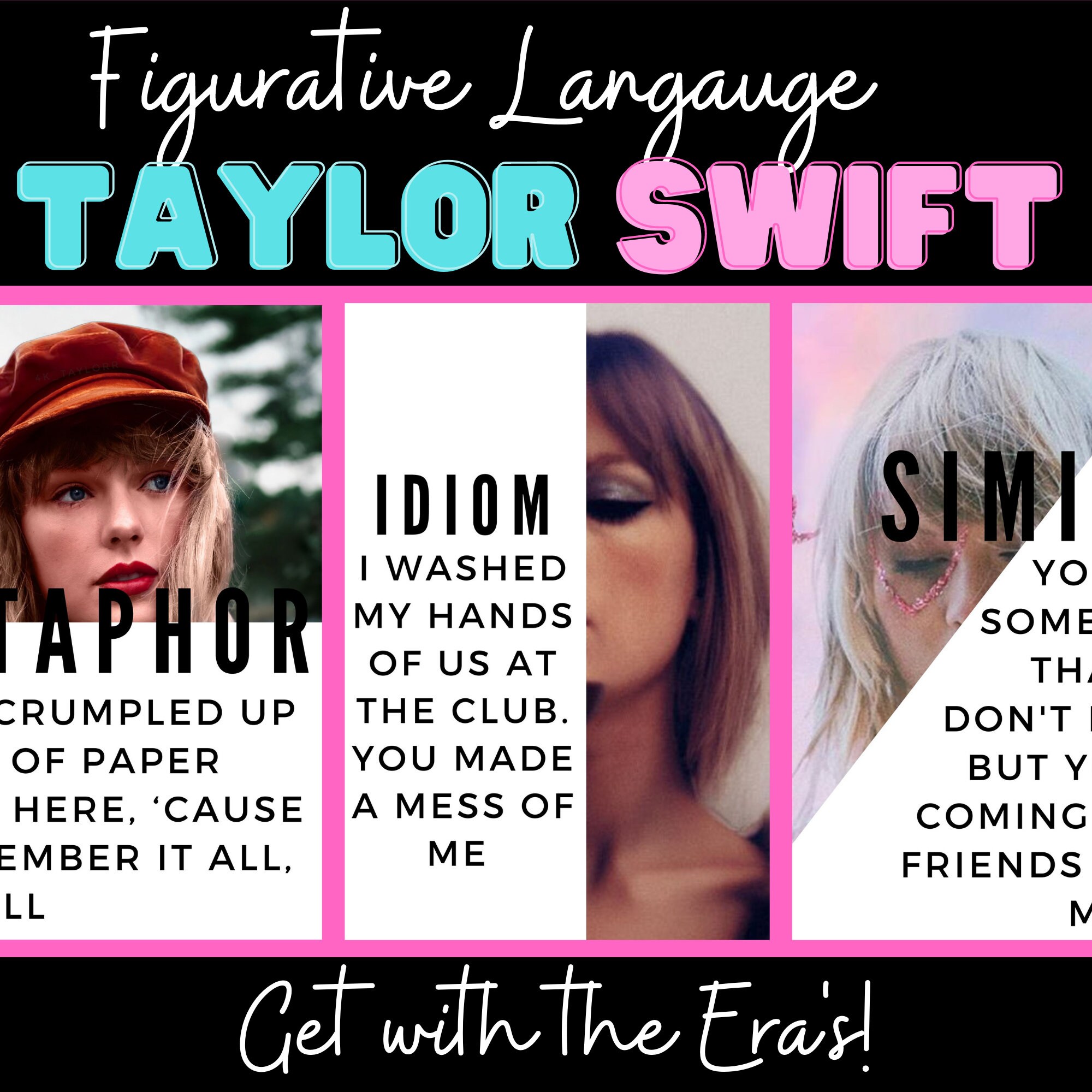 Taylor Swift Figurative Language Posters - 16 Posters - Language Arts ...